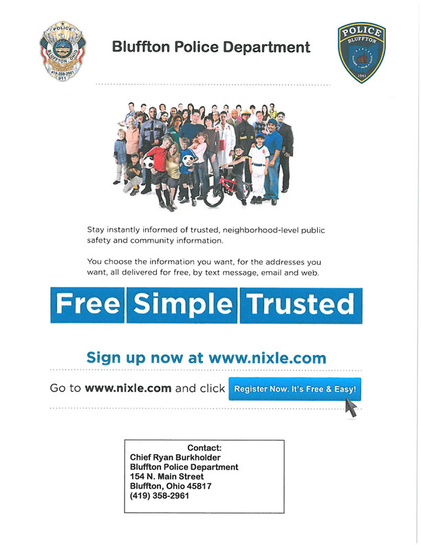 Police urge residents to sign up for Nixle alerts | Bluffton Icon