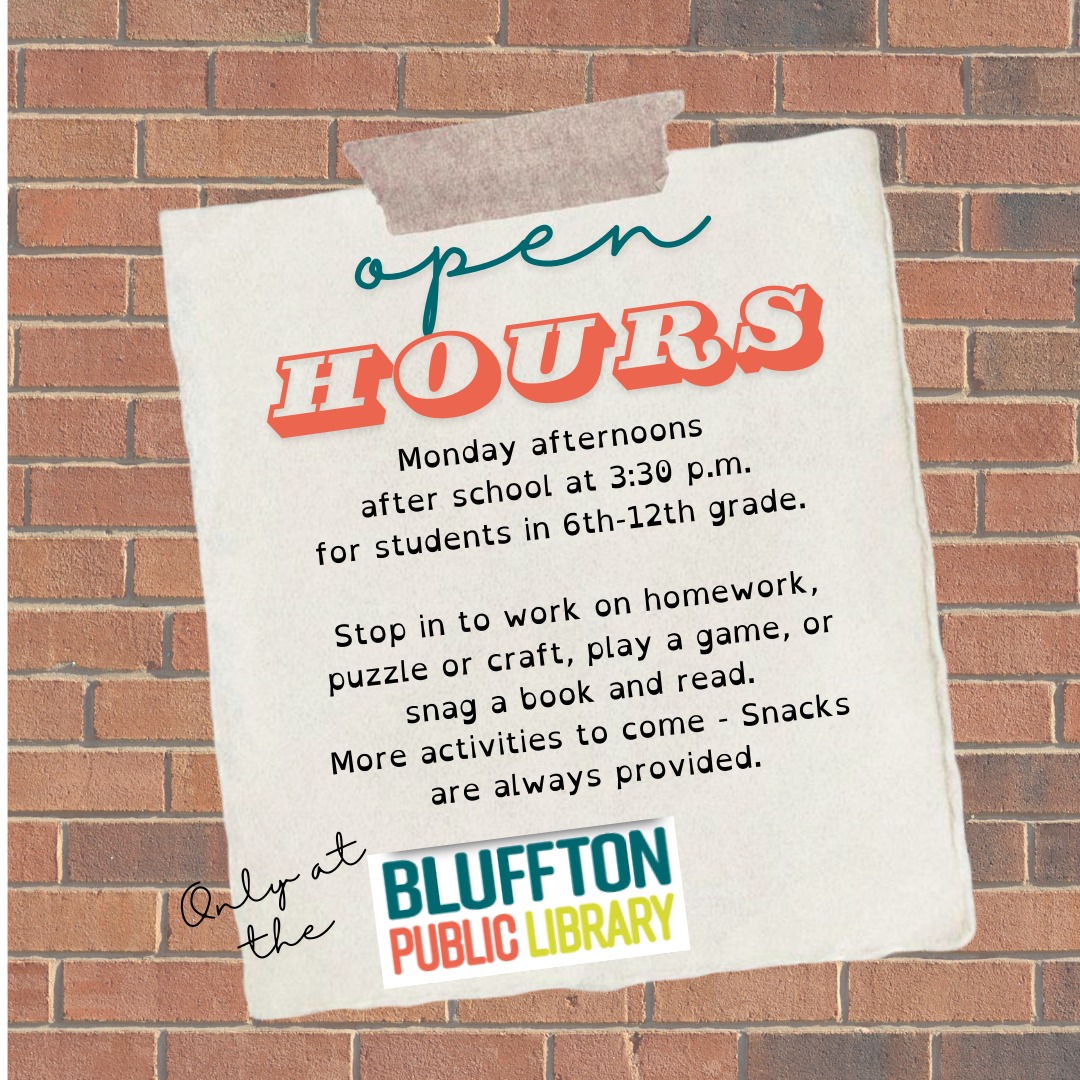 BPL "Open Hours" is a Monday after school program | Bluffton Icon